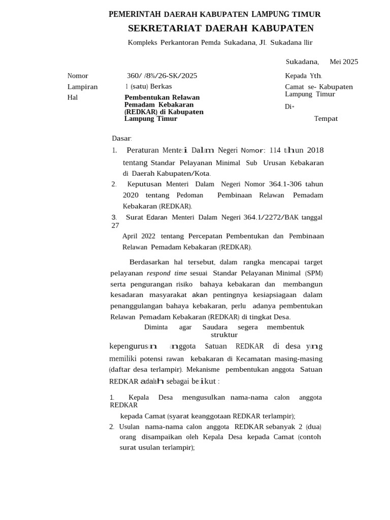 Surat Pembentukan Relawan DAMKAR (1) | PDF