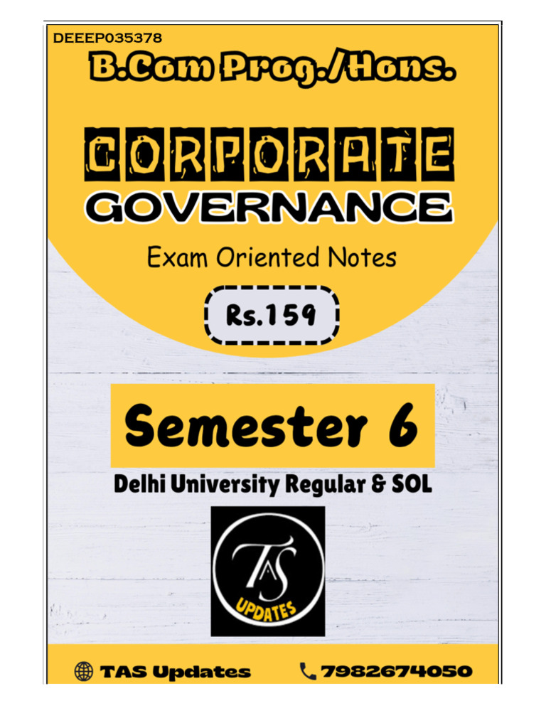 Corporate Governance Sample Notes | PDF | Corporate Governance | Governance