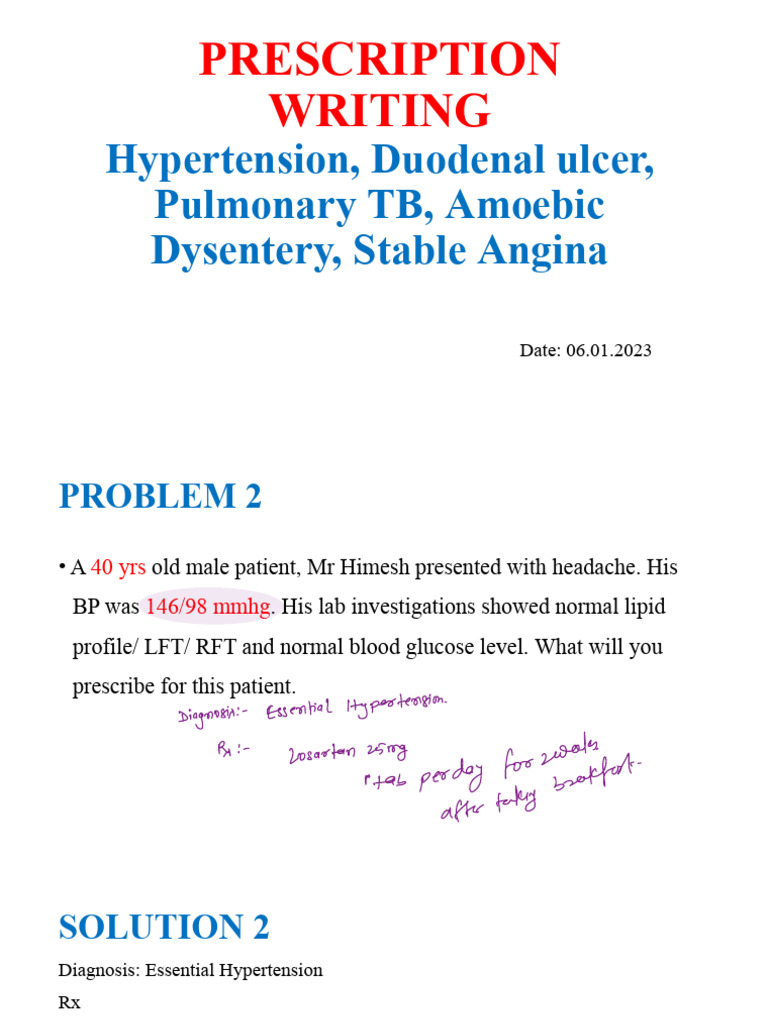 Prescription Writing(Htn Ulcer | PDF | Hypertension | Clinical Medicine