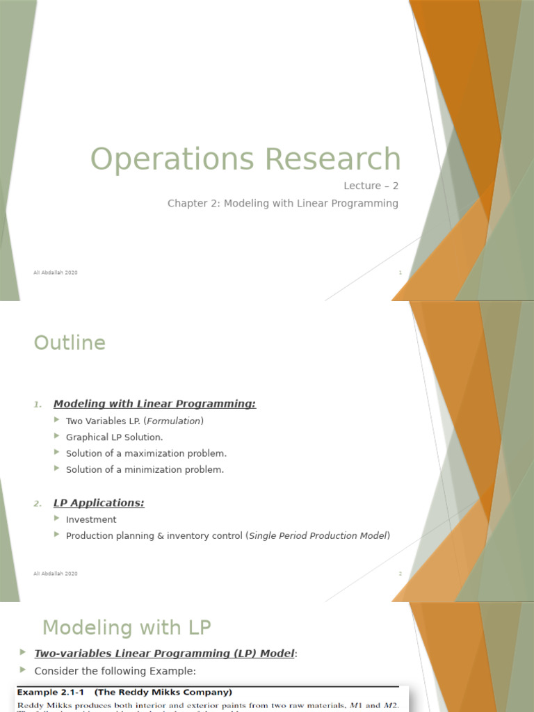 OR Slide 2 - Chapter 1 Formulation and Modeling | PDF | Linear ...