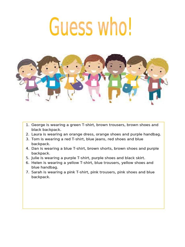 Guess Who Fun Activities Games Picture Description Exercises - 101436 | PDF