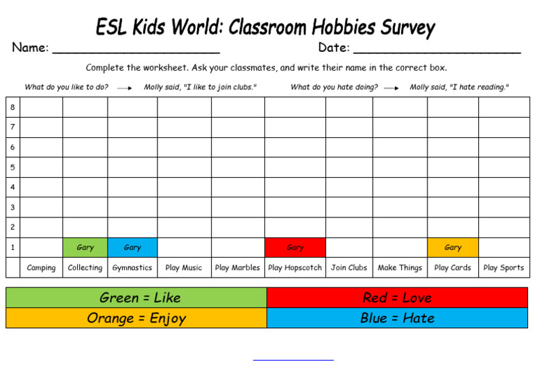 Classroom Hobbies Survey | PDF