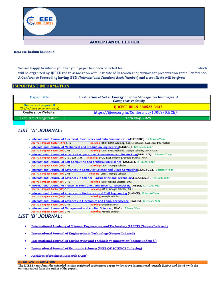 Ij-Icece-Brcn-280525-3437 Ijieee Acceptance Letter | PDF