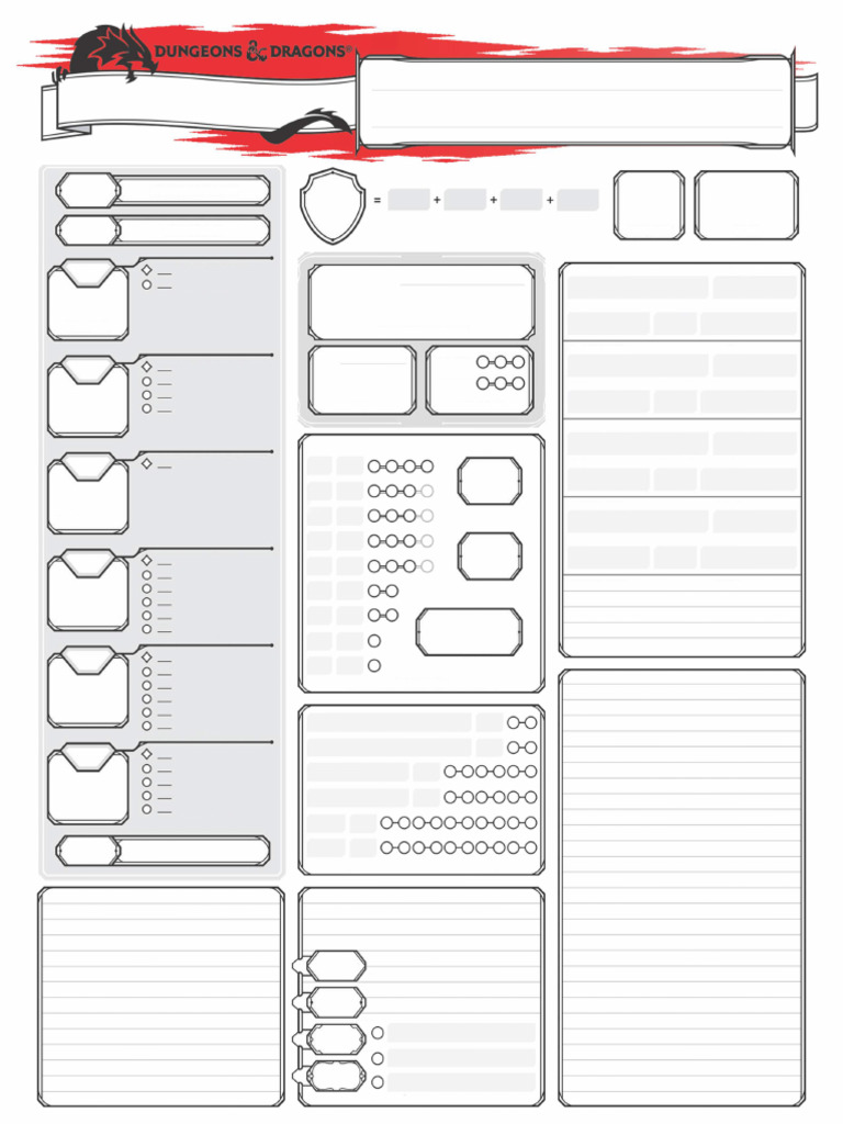 D&D 5E Hoja de Personaje (Diseño Optimizado) | PDF