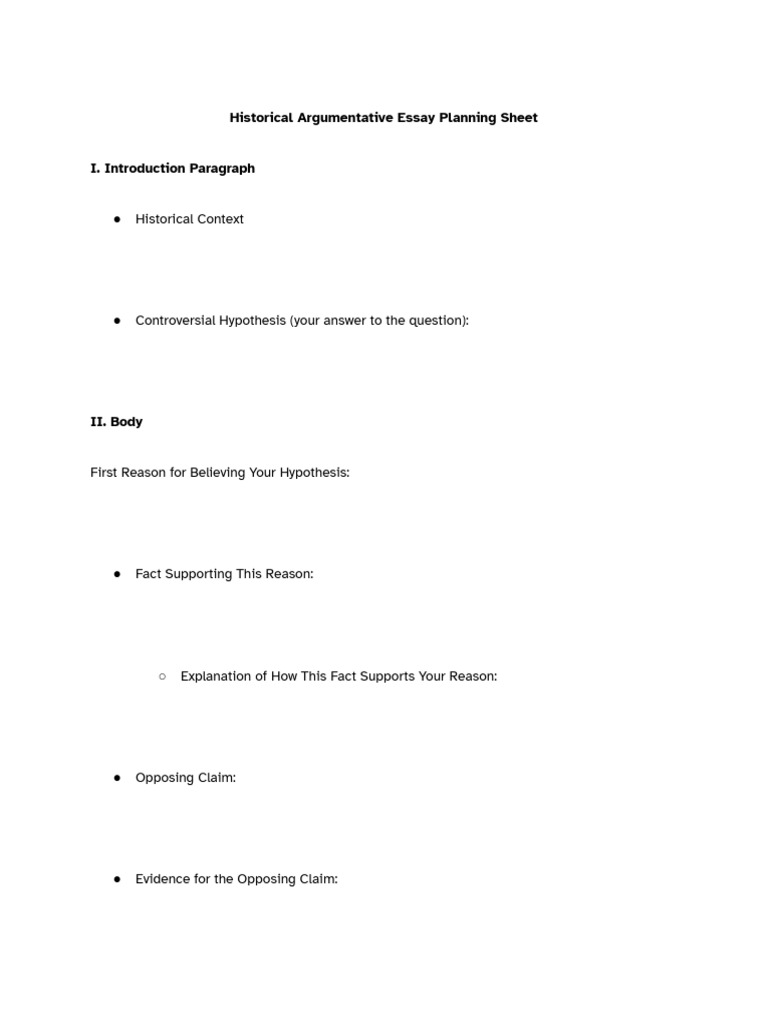 Essay Planning Worksheet | PDF
