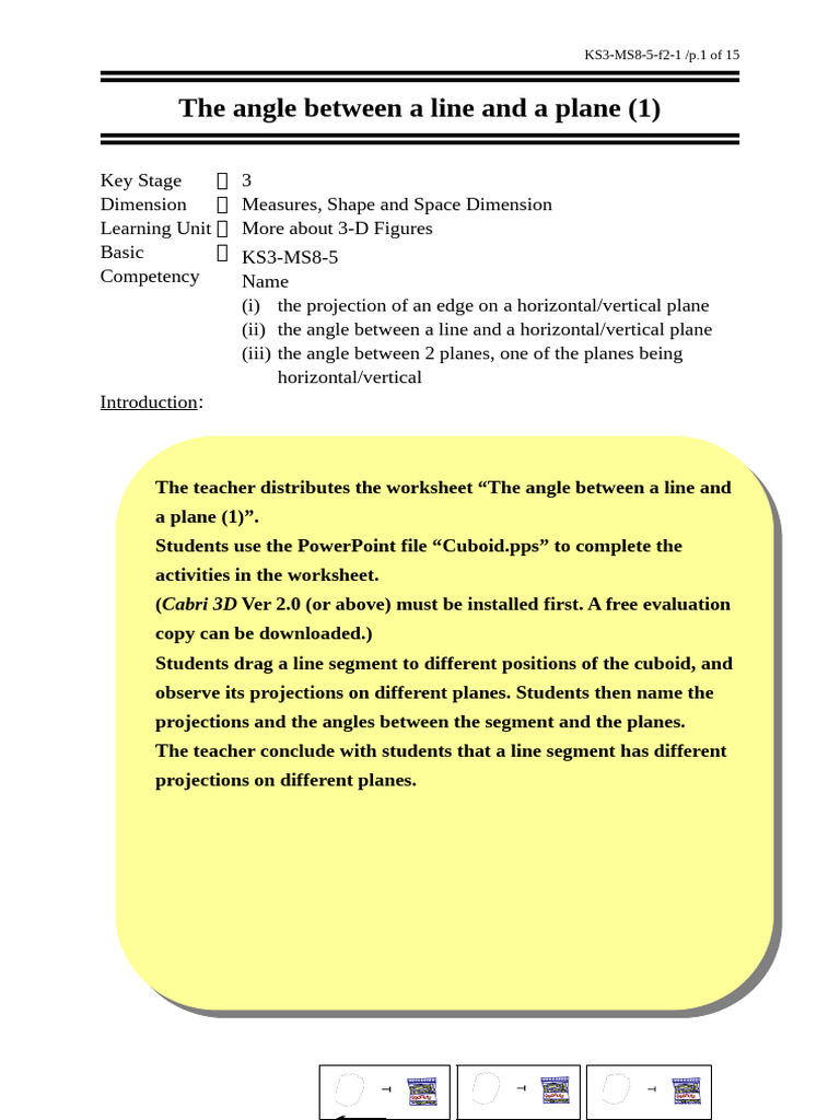 The Angle Between A Line and A Plane (1) : Cabri 3D | PDF | Perpendicular | Geometric Shapes
