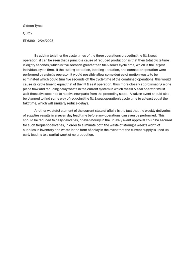 Quiz 2 Kaizen Events | PDF