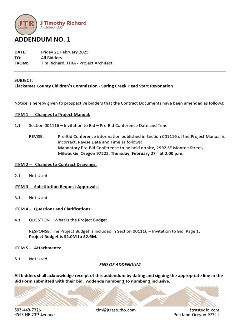 Addendum No. 1 | PDF