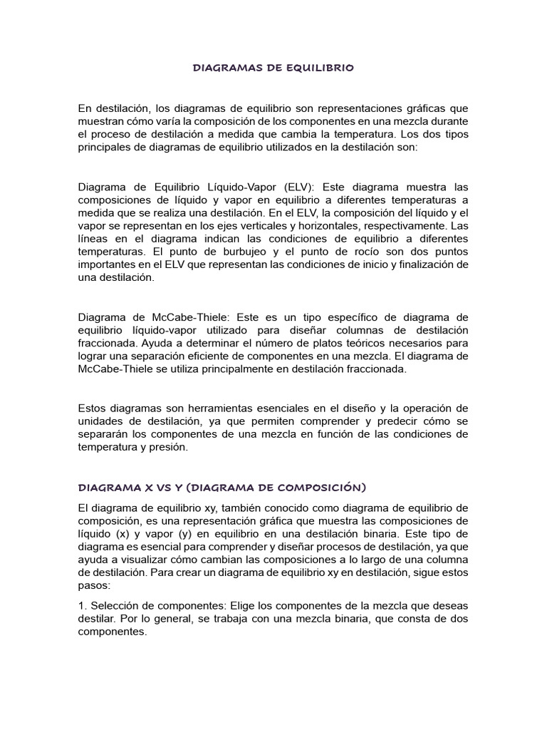 Diagramas de Equilibrio - Tarea 2 | PDF | Destilación | Vapor
