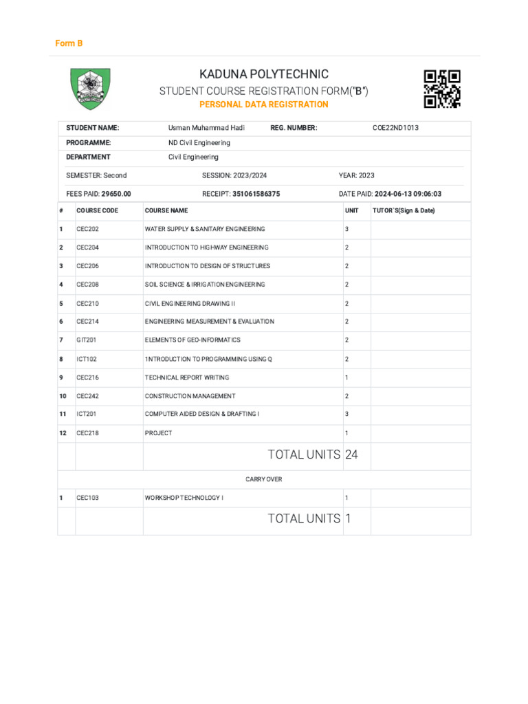 KADPOLY - Form B | PDF