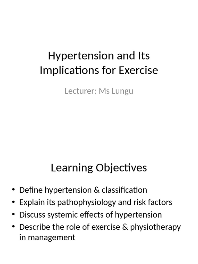 Hypertension and Its Implications For Exercise | PDF | Hypertension | Health Care
