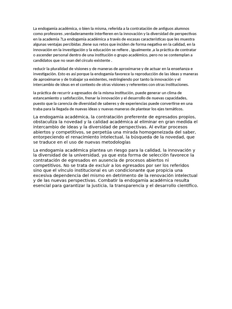 Impacto de la Endogamia Académica | PDF