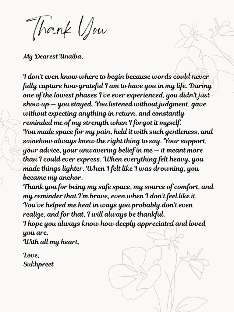Beige Abstract Floral Thank You Letter | PDF
