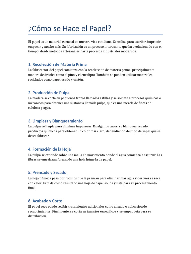 Como Se Hace El Papel | PDF