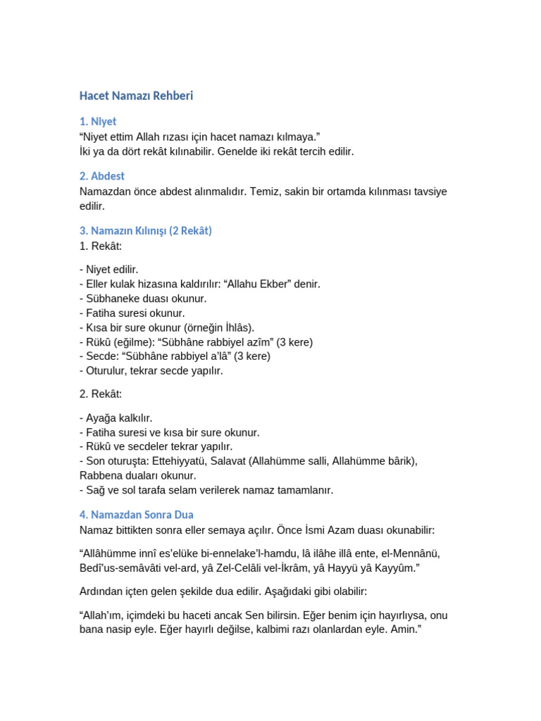 Hacet Namazi Rehberi | PDF