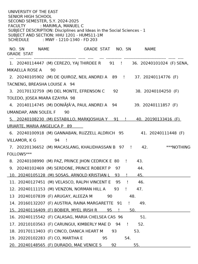 Grade Report for Sarah Umandap | PDF