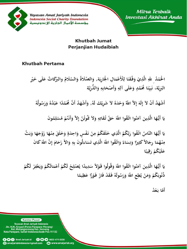 Pelajaran dari Perjanjian Hudaibiah | PDF