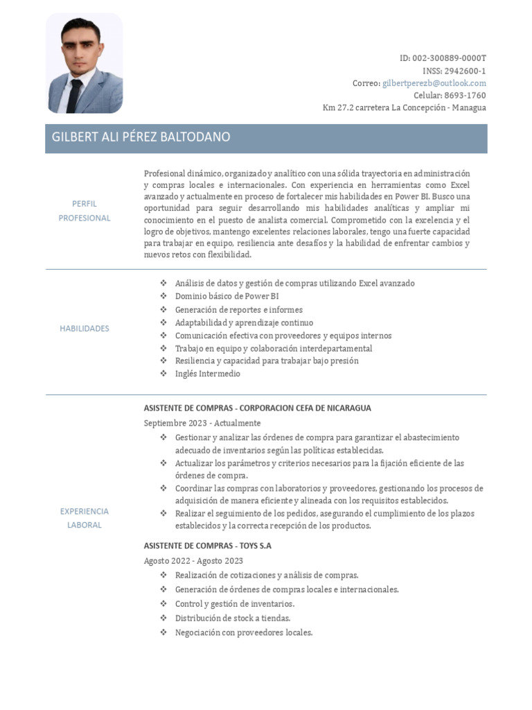 CV Gilbert Ali Pérez Baltodano | PDF | Comunicación
