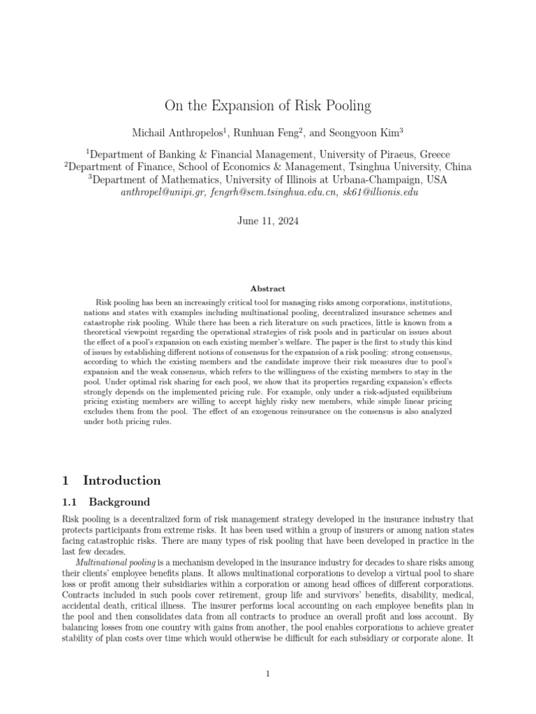 On The Expansion of Risk Pooling SSRN | PDF | Insurance | Risk