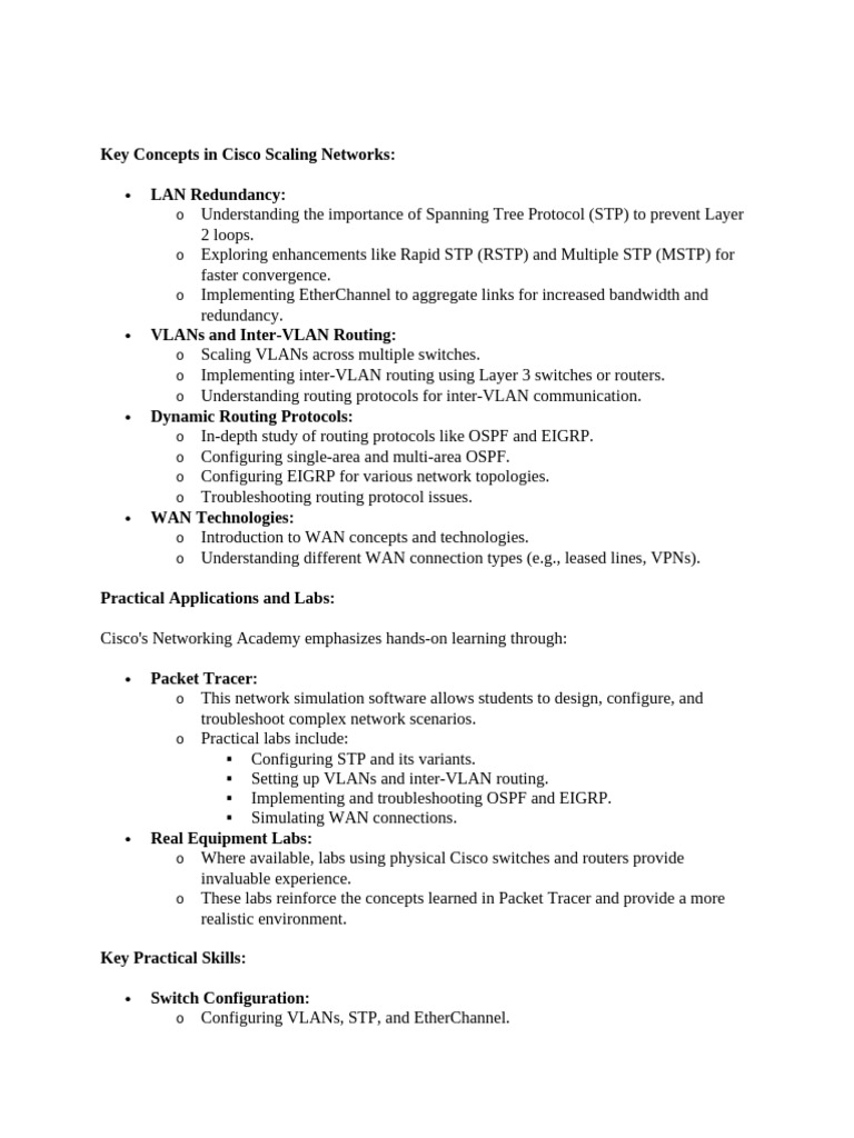 Key Concepts in Cisco Scaling Networks | PDF | Computer Network ...