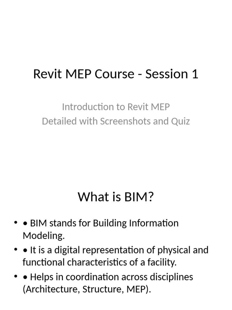 Revit MEP Course: Session 1 Overview | PDF