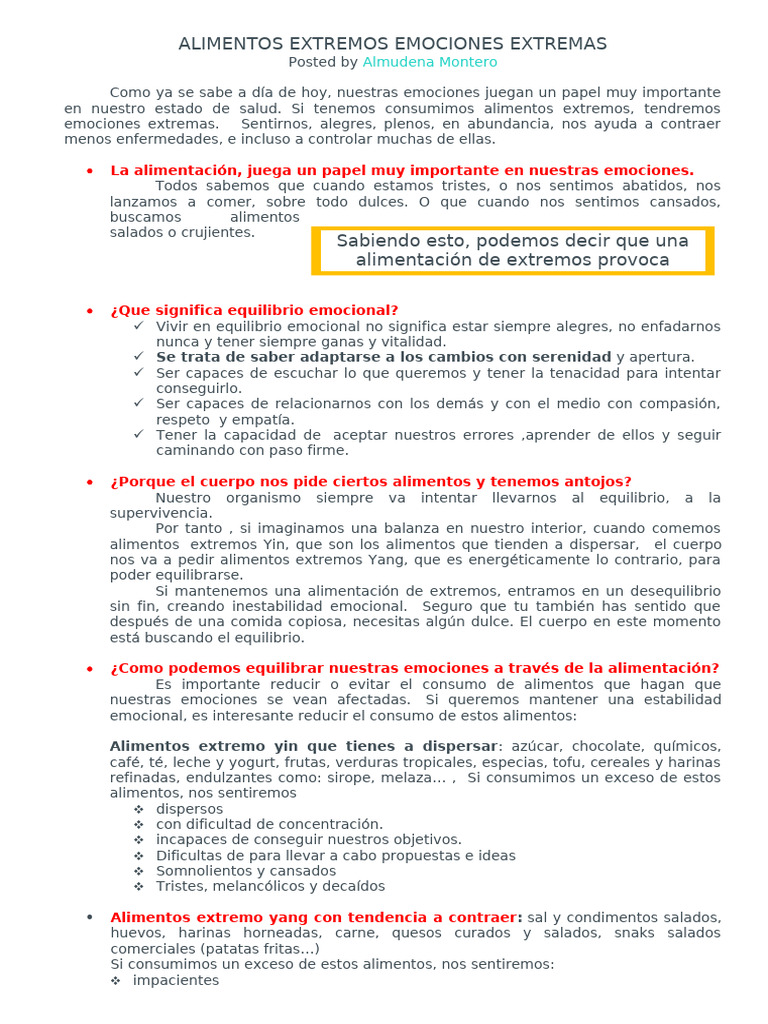 Alimentos Extremos Emociones Extremas | PDF | Alimentos | Las emociones