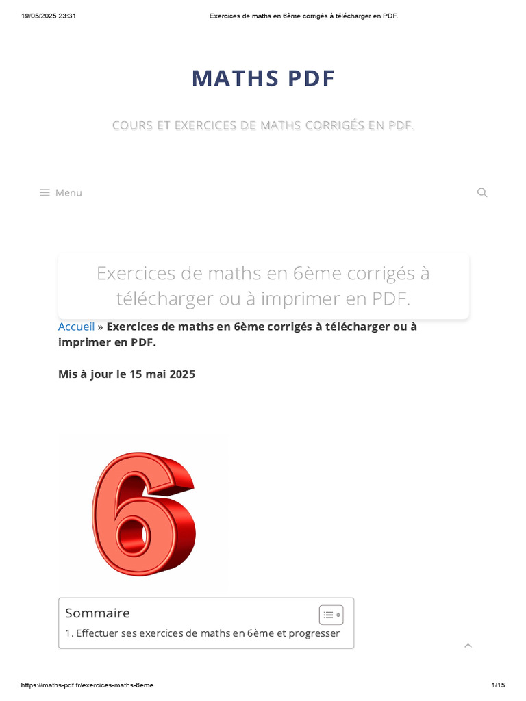 Exercices de maths 6ème corrigés PDF | PDF | Division | Triangle