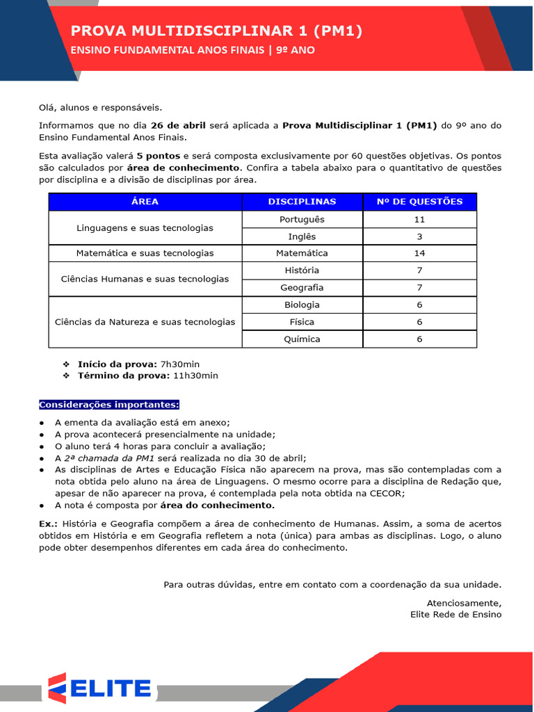 Comunicado PM1 - 9º Ano Nacional | PDF | Geografia | Interdisciplinaridade