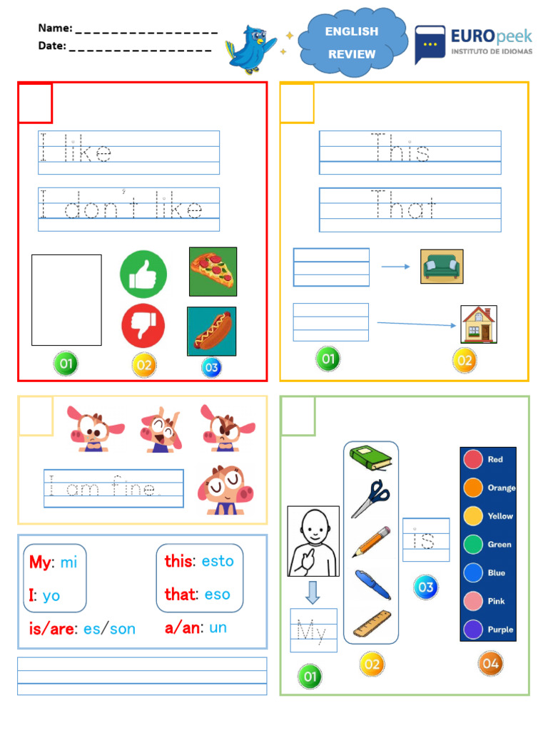 WS2. English Review. Newcomers A1 | PDF