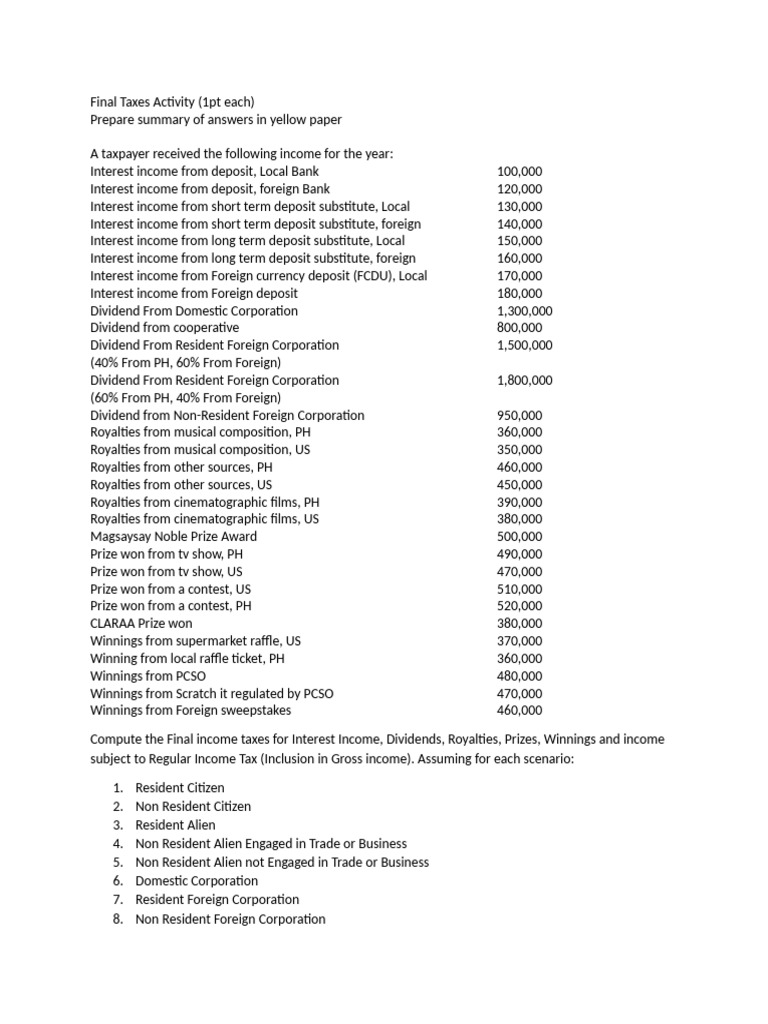 HAU - Final Taxes Activity | PDF | Taxpayer | Business