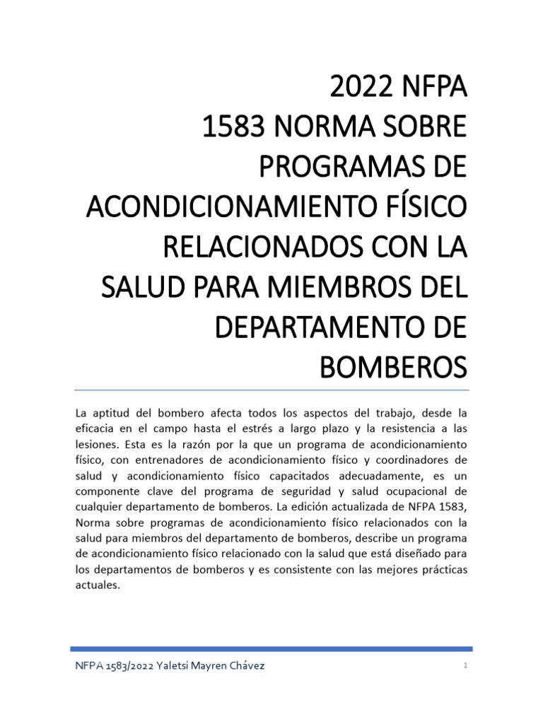 Nfpa 1583 | PDF | Cáncer | Seguridad y salud ocupacional