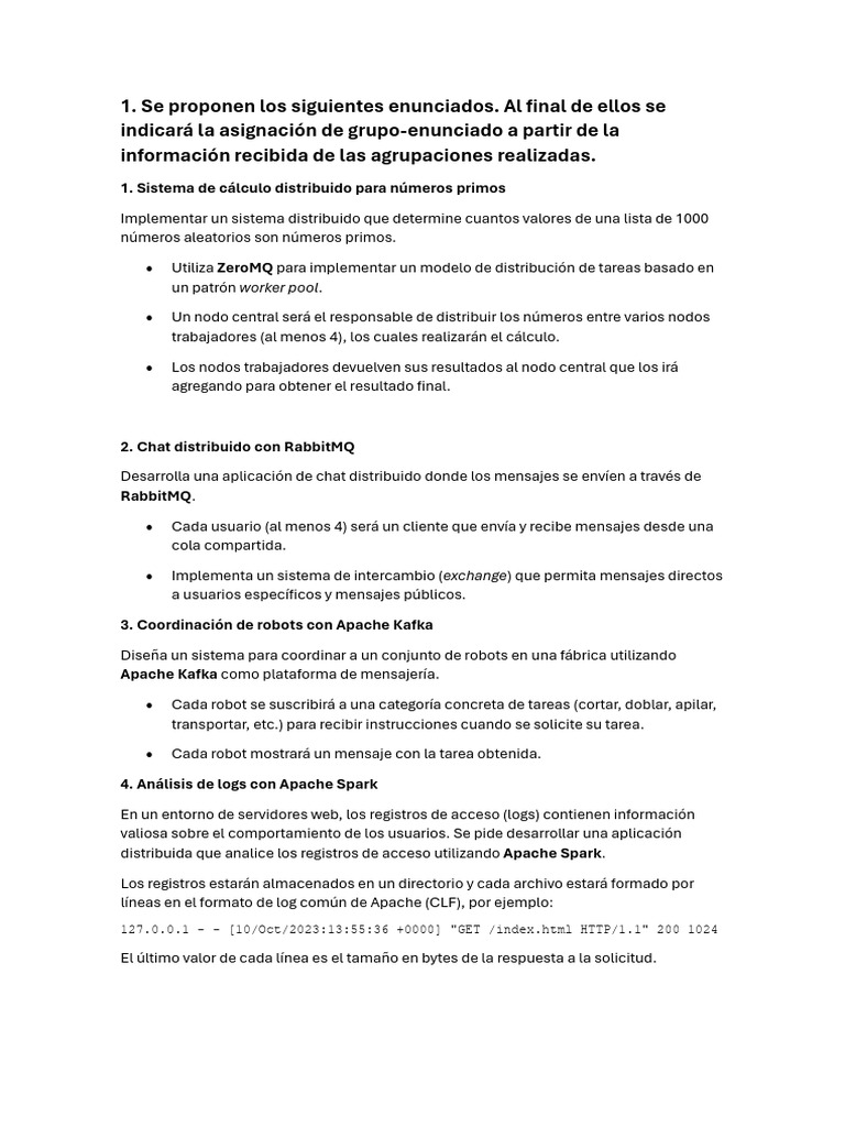 Ejercicios Programación Distribuida | PDF | Computación distribuída | Chat en linea