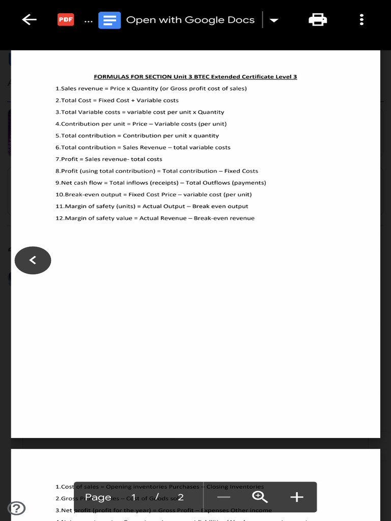 UNIT 3 Formulas | PDF