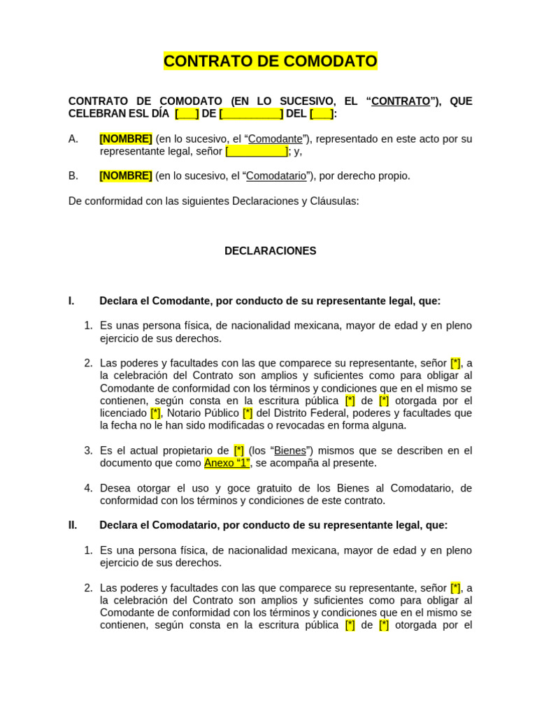 Contrato de Comodato | PDF