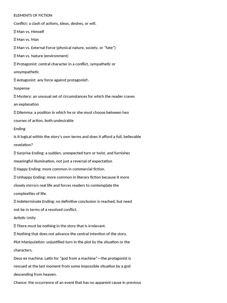 Elements of Fiction Handout | PDF | Romance Novels | Mystery Fiction
