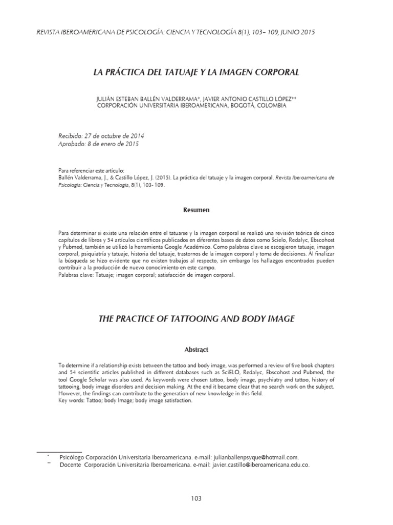 La Practica Del Tatuaje y La Imagen Corp | PDF | Mente | Epidermis