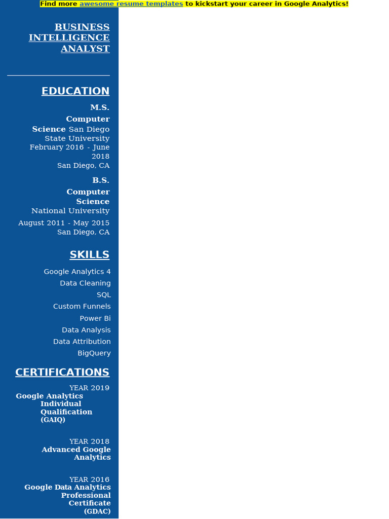 Google Analytics Skills for Resumes | PDF | Analytics | Data Analysis