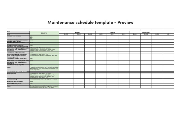 Maintenance Schedule Template | PDF