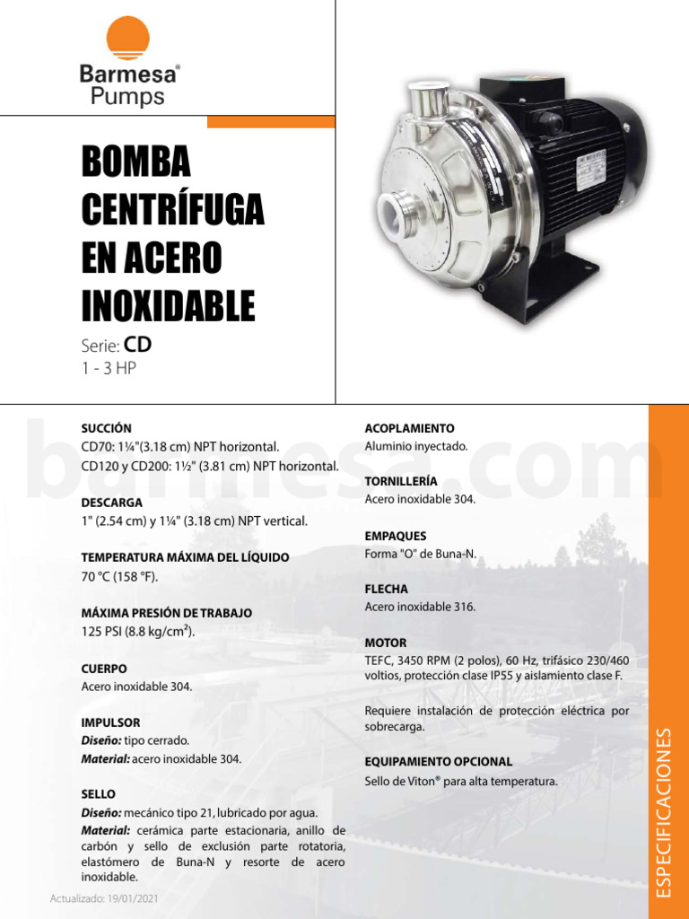 Ficha Tecnica Bomba Skid de Limpieza | PDF | Ingeniería mecánica | Materiales
