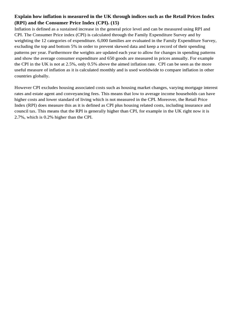 Economics 15 Marker Inflation | PDF