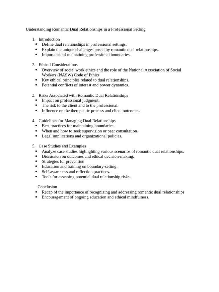Outline - Understanding Romantic Dual Relationships in A Professional ...