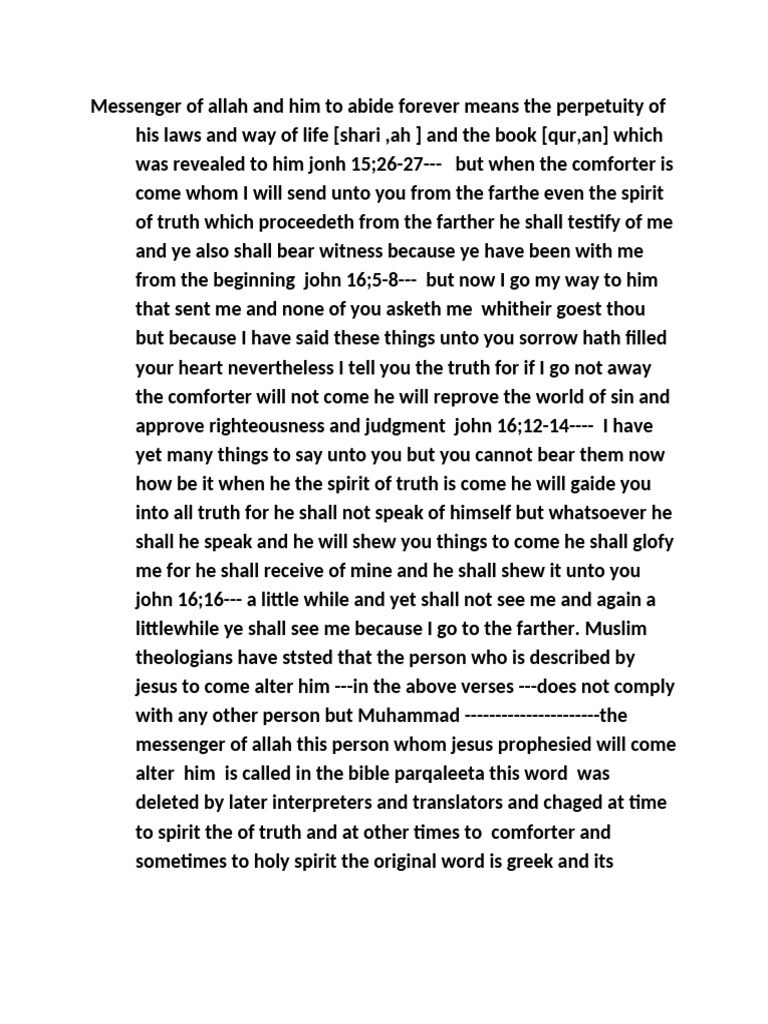 Messenger of Allah and Him To Abide Forever Means The Perpetuity of His ...
