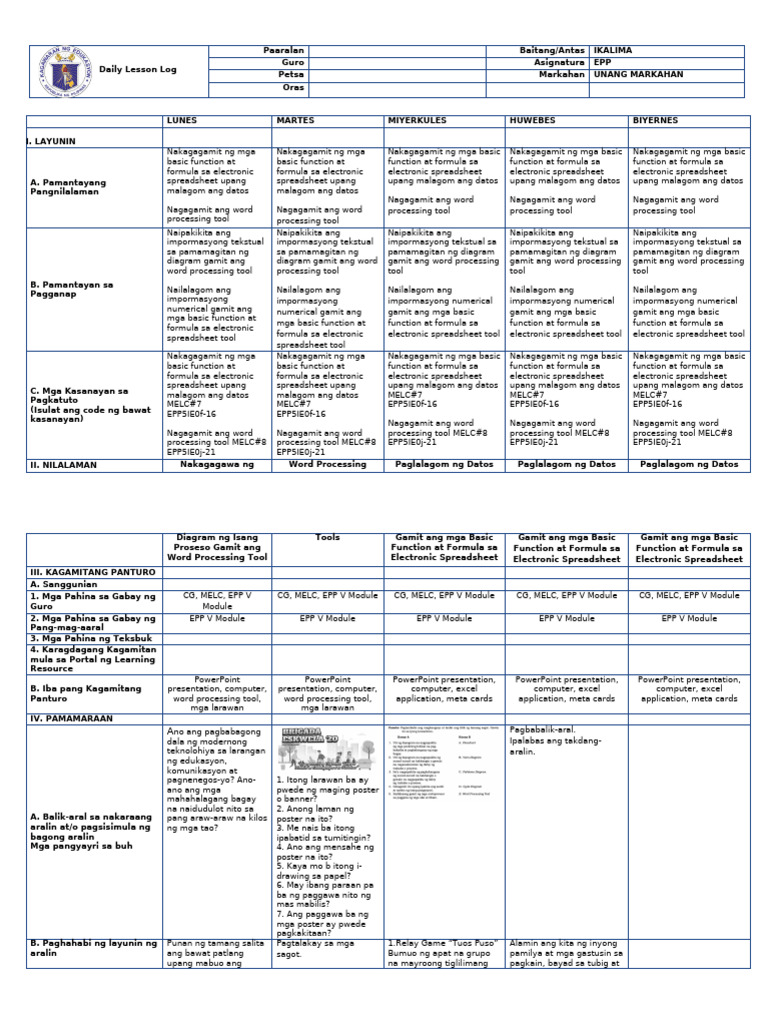 DLL Week 8 Epp V | PDF