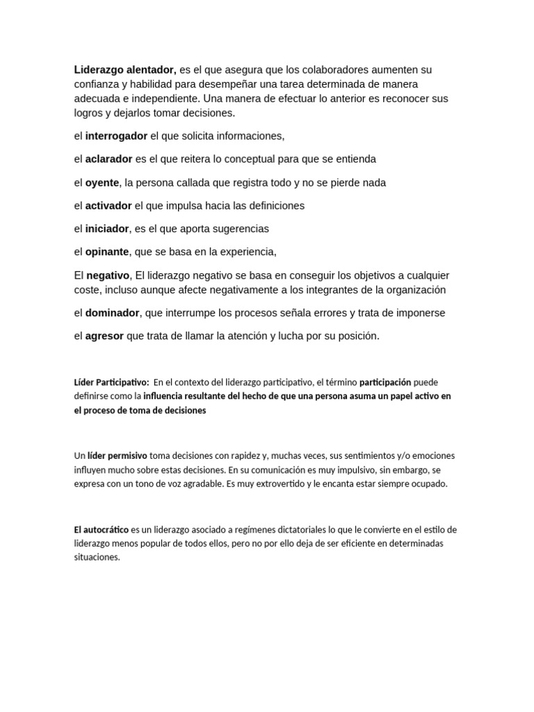 Tipos de Lideres | PDF