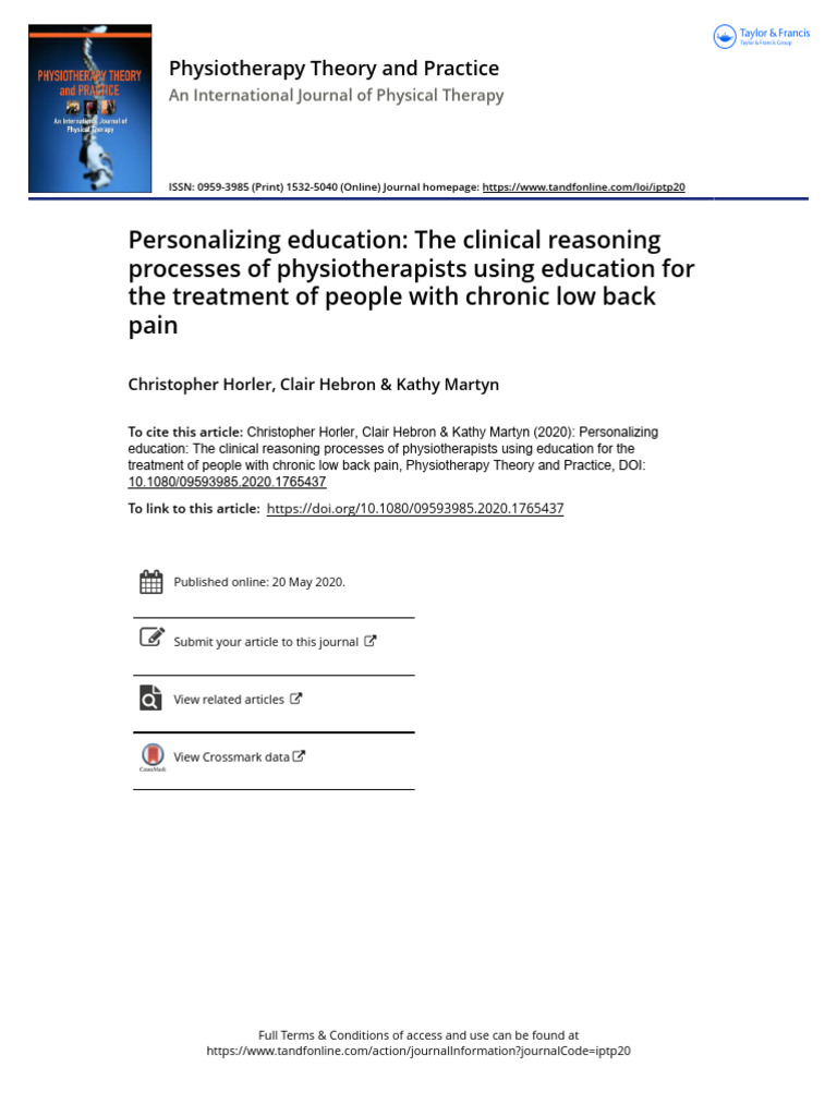 Personalizing Education The Clinical Reasoning | PDF | Physical Therapy | Qualitative Research