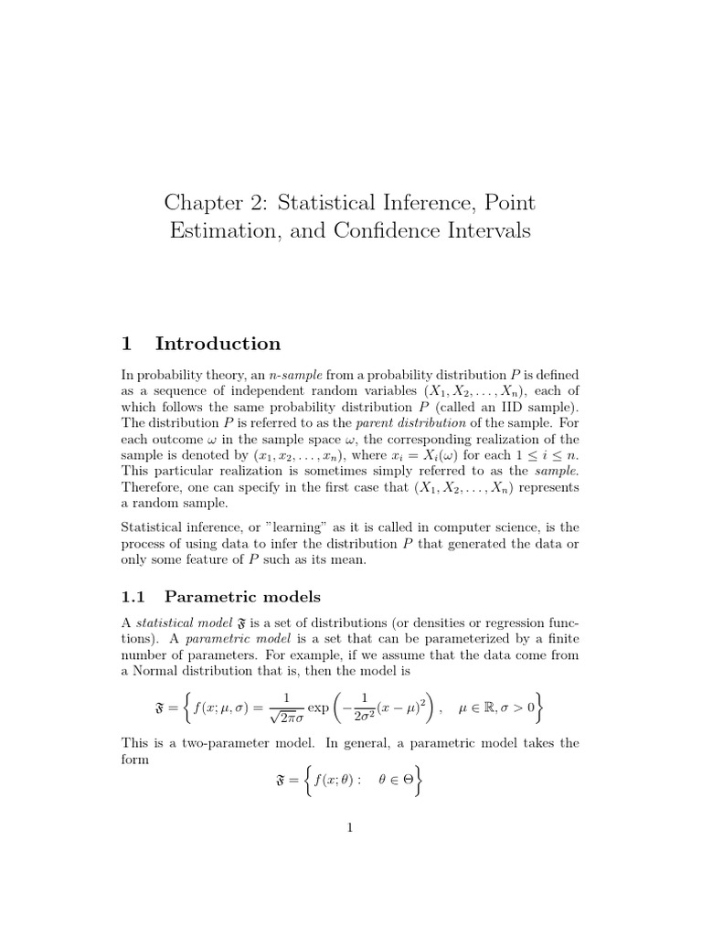Chapter 2: Statistical Inference, Point Estimation, and Confidence Intervals | PDF | Estimator ...