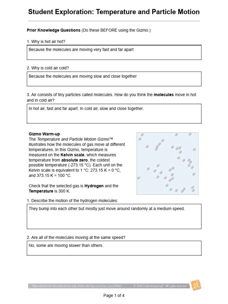 ABout Temprature and Particle Motion | PDF | Temperature | Gases