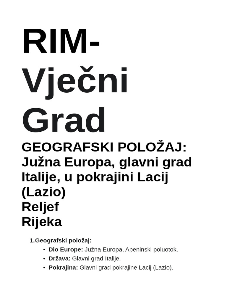 Rim - Vječni Grad | PDF