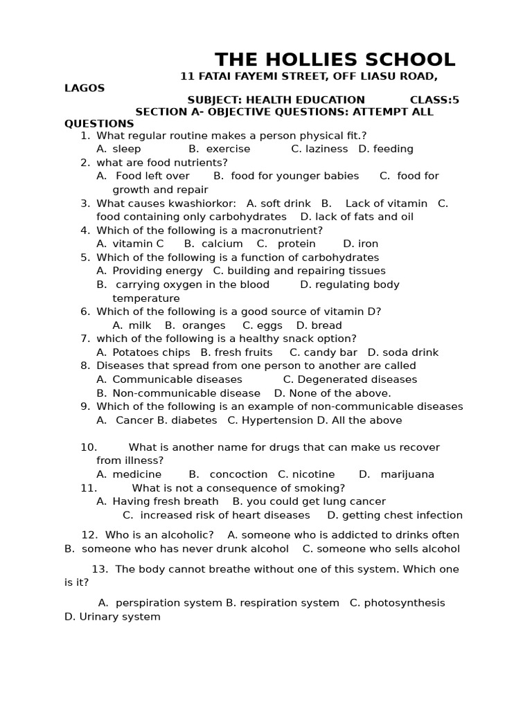 Health Education & Vocation | PDF | Foods | Lung