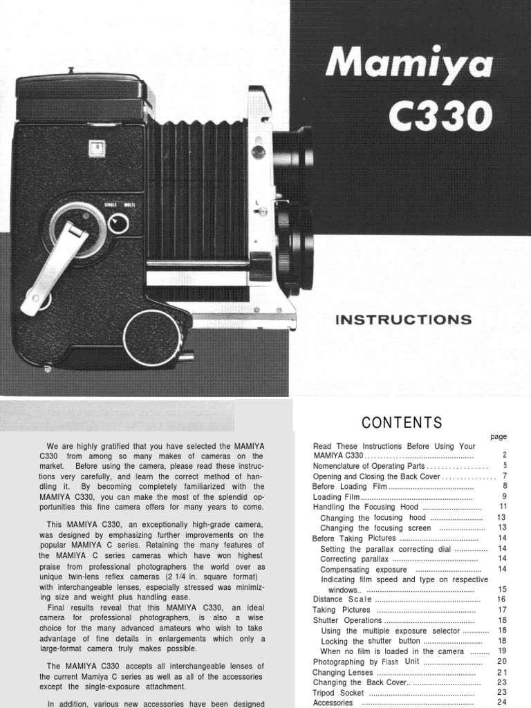 C330 Instructions | PDF | Camera Lens | Shutter (Photography)